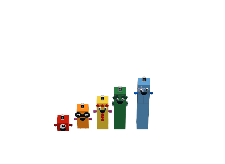 numberblocks 1-5 from BrickLink Studio [BrickLink]