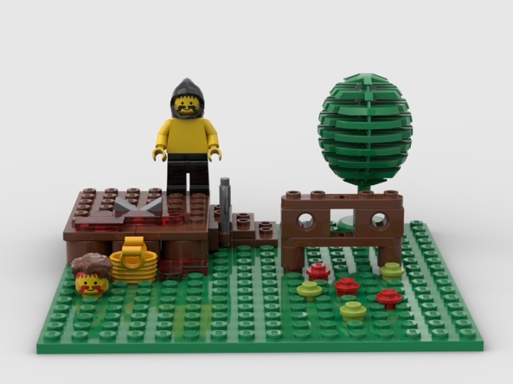 Medieval Chopping Block W/ Stocks from BrickLink Studio [BrickLink]