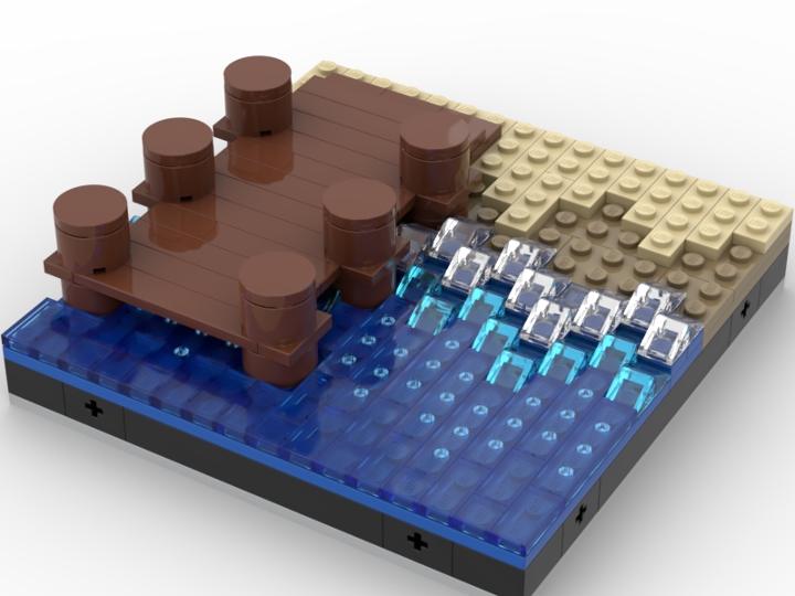 Modular Shore Piece With Dock from BrickLink Studio [BrickLink]