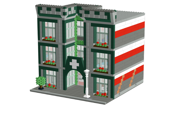 lego modular hospital from BrickLink Studio [BrickLink]