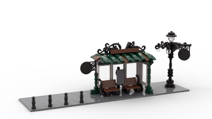 Retro City Bus Stop from BrickLink Studio [BrickLink]
