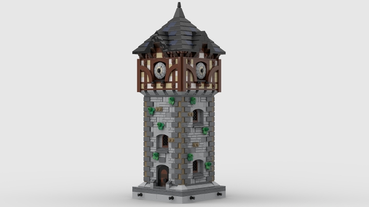 Mini-Medieval-Modulars 44 - "Clocktower" from BrickLink Studio [BrickLink]