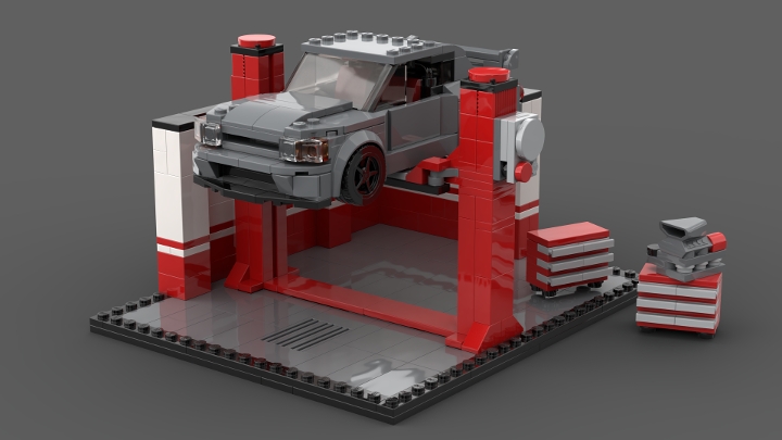 Garage with carlift from BrickLink Studio [BrickLink]