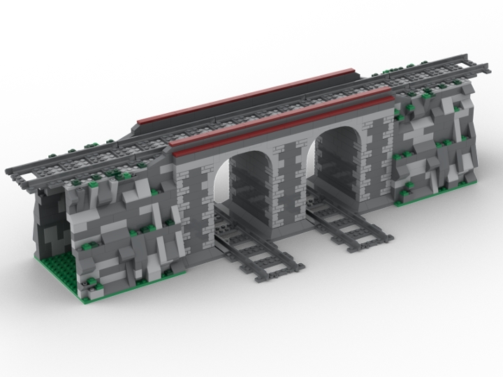 Bridge with tunnel over mountain from BrickLink Studio [BrickLink]