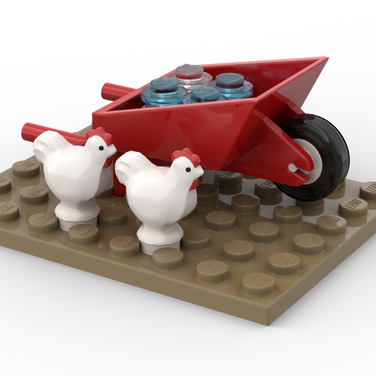 Red Wheelbarrow from BrickLink Studio [BrickLink]