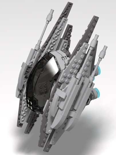 Twin blade space ship from BrickLink Studio [BrickLink]