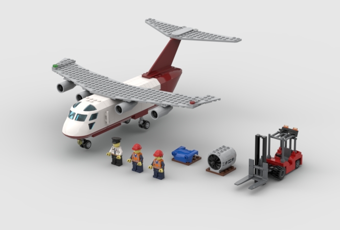 Cargo plane and forklift from BrickLink Studio [BrickLink]