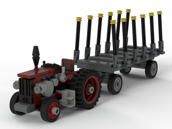 City Tractor with Log Trailer from BrickLink Studio [BrickLink]