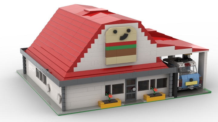 Fast Food Restaurant w: Drive Thru from BrickLink Studio [BrickLink]