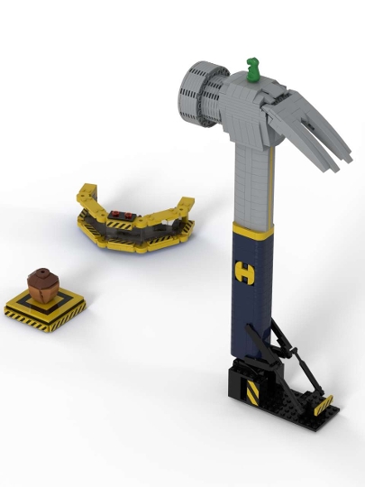 Acorn smashing giant hydraulic hammer from BrickLink Studio [BrickLink]