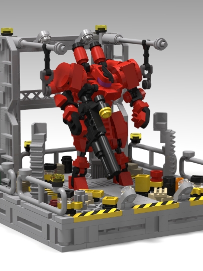 Gundam Mech Diorama from BrickLink Studio [BrickLink]