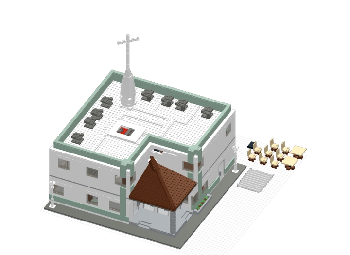 Modular Modern Church 48x48 from BrickLink Studio [BrickLink]