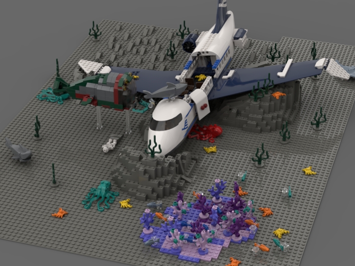 Underwater Plane with sub from BrickLink Studio [BrickLink]