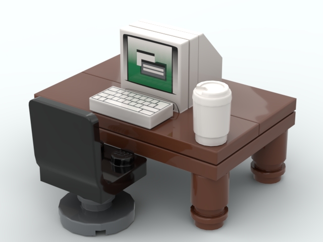 Vintage Computer And Desk MOC from BrickLink Studio [BrickLink]