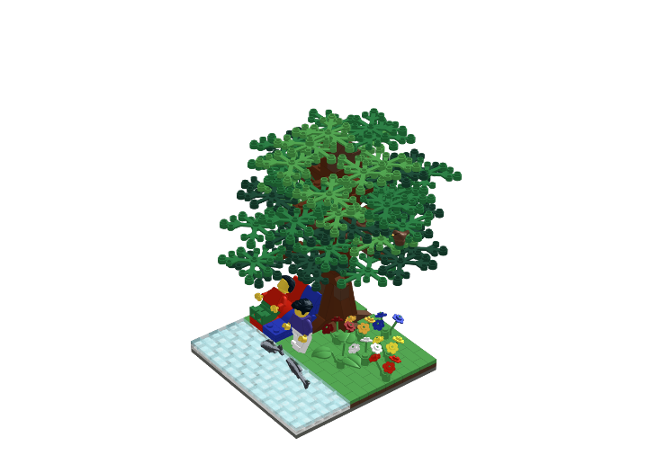 stream with tree from BrickLink Studio [BrickLink]