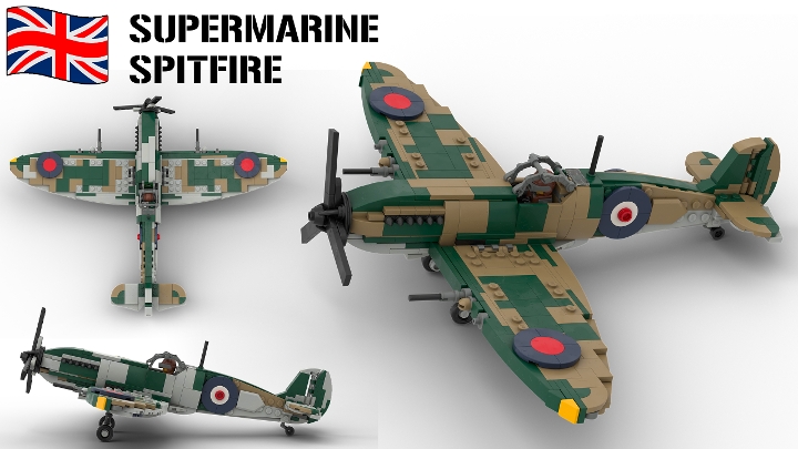 WW2 Supermarine SPITFIRE - 1/35 Scale from BrickLink Studio [BrickLink]