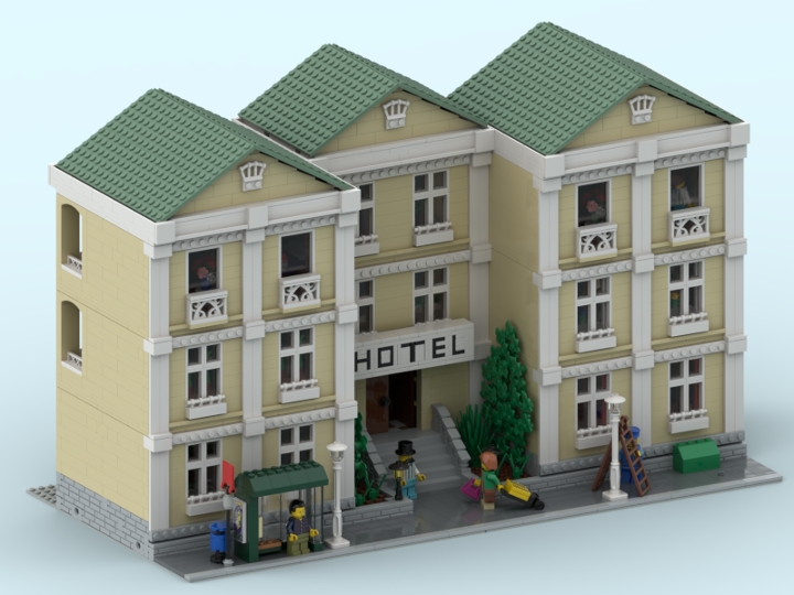 Hotel & spa modular building from BrickLink Studio [BrickLink]