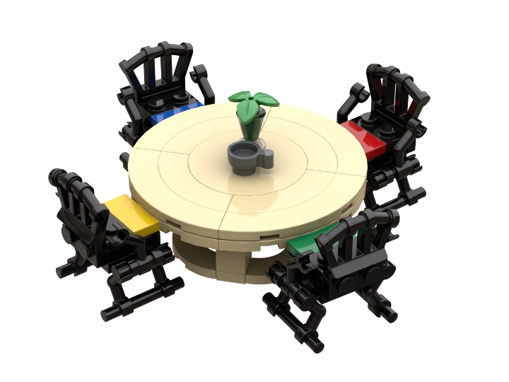 Round Table with Wire Cairs from BrickLink Studio [BrickLink]