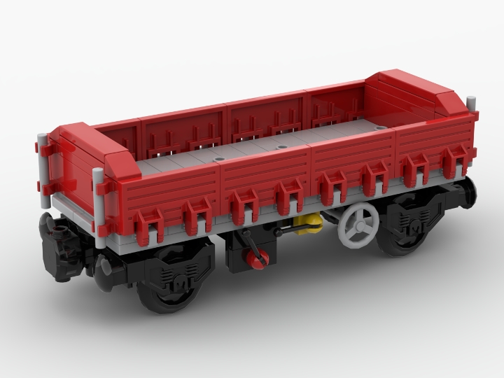 Small red freight wagon for cargo train from BrickLink Studio [BrickLink]