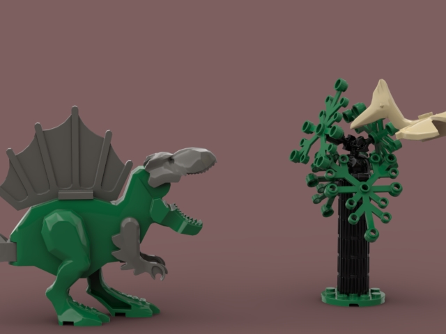 Spinosaurus and Pteranodon from BrickLink Studio [BrickLink]