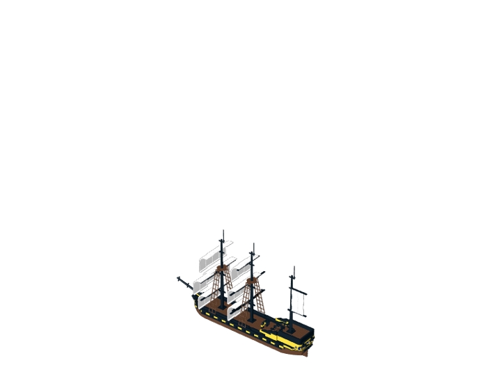 1 gun deck sailing ship from BrickLink Studio [BrickLink]