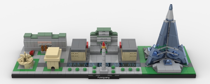 Lego MOC Pyongyang Skyline from BrickLink Studio [BrickLink]