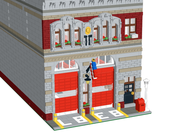Engine and Ladder Firehouse from BrickLink Studio [BrickLink]