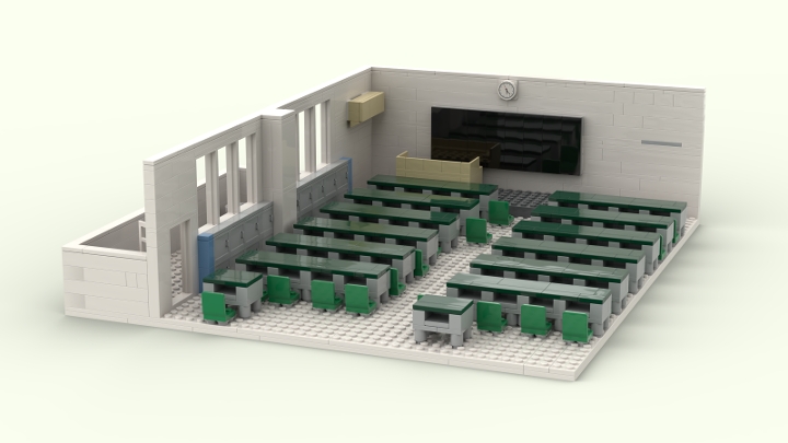 a Chinese high school classroom from BrickLink Studio [BrickLink]
