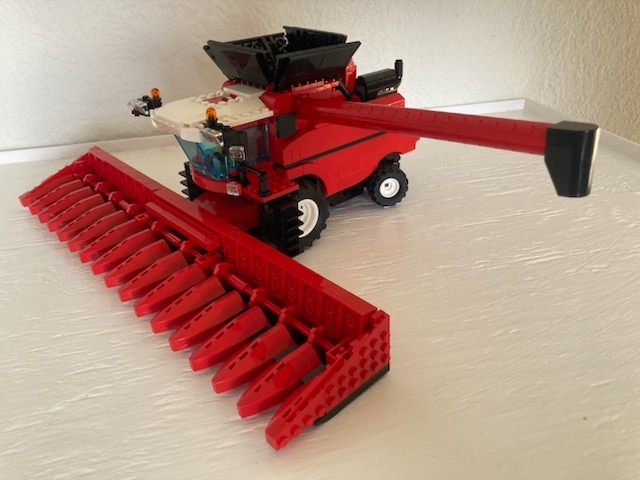 Red Combine Harvester with Corn head from BrickLink Studio [BrickLink]