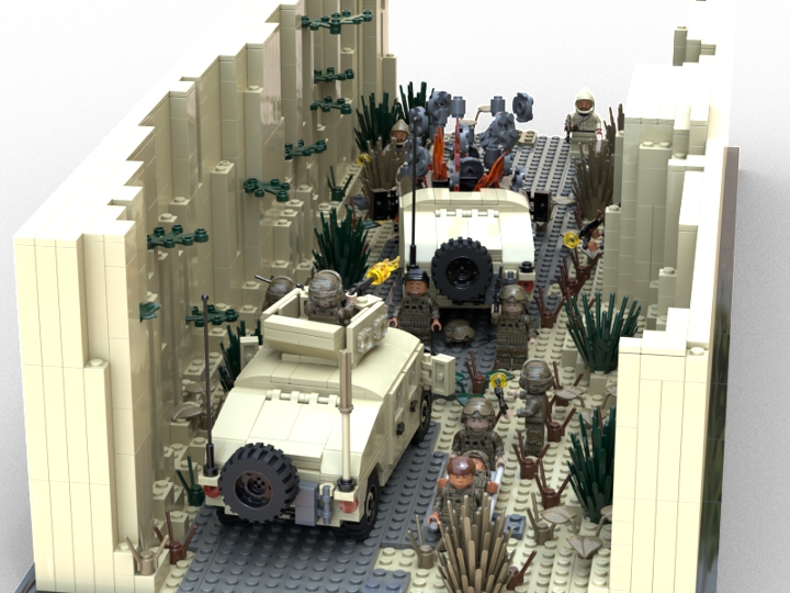 US Army Convoy Ambush (diorama) from BrickLink Studio [BrickLink]