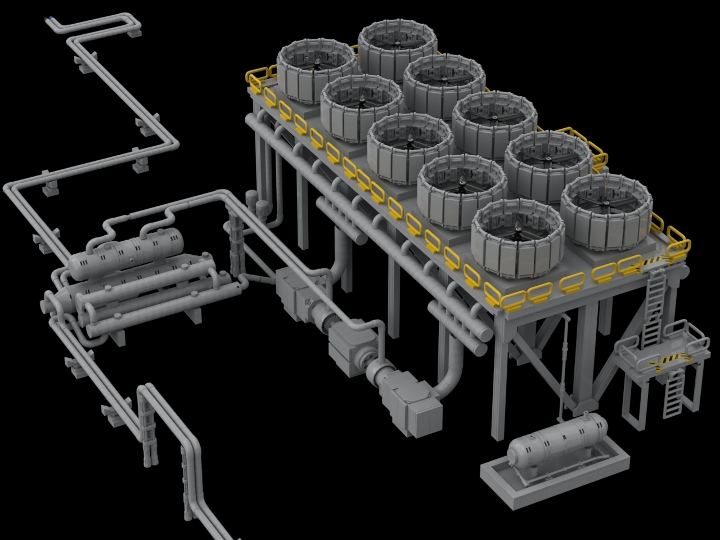 Geothermal binary power plant with wells from BrickLink Studio [BrickLink]