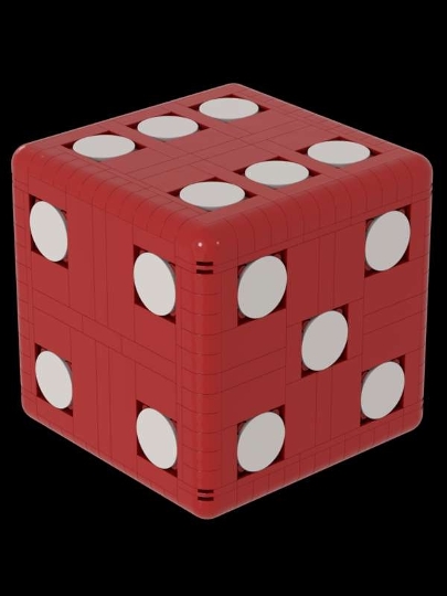 Red Die with mindstorms hub in center from BrickLink Studio [BrickLink]