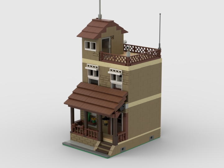fanciful modular residential building from BrickLink Studio [BrickLink]