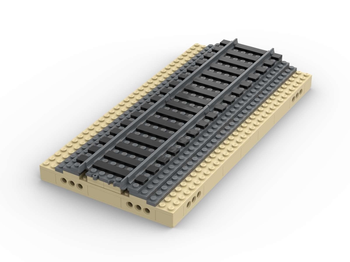 002 Ballasted Single Track Baseplate from BrickLink Studio [BrickLink]
