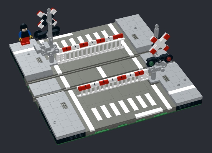 Straight Street MILS with Train Crossing from BrickLink Studio [BrickLink]