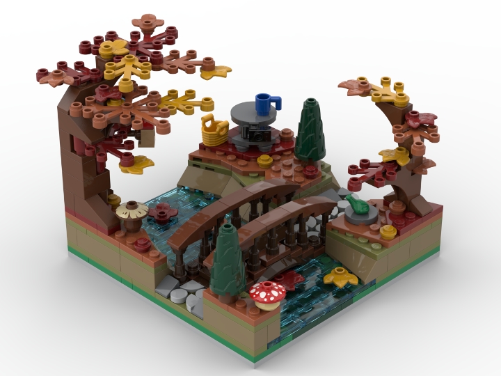 Fall Bridge & River Landscape from BrickLink Studio [BrickLink]