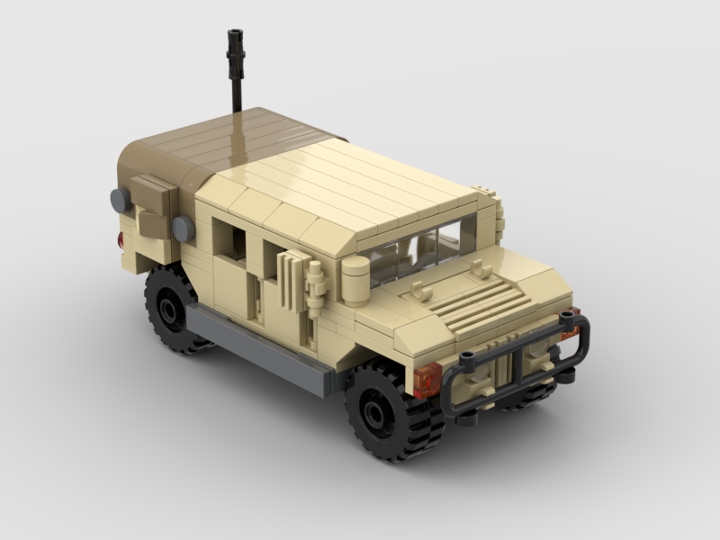 TAN SCOUT CANVAS HUMVEE V1 from BrickLink Studio [BrickLink]