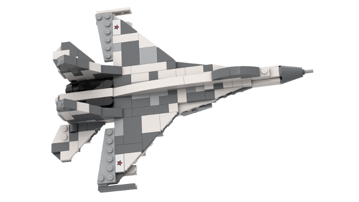 1:72 scale SU-27 Flanker from BrickLink Studio [BrickLink]