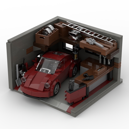 Garage with Porsche from BrickLink Studio [BrickLink]