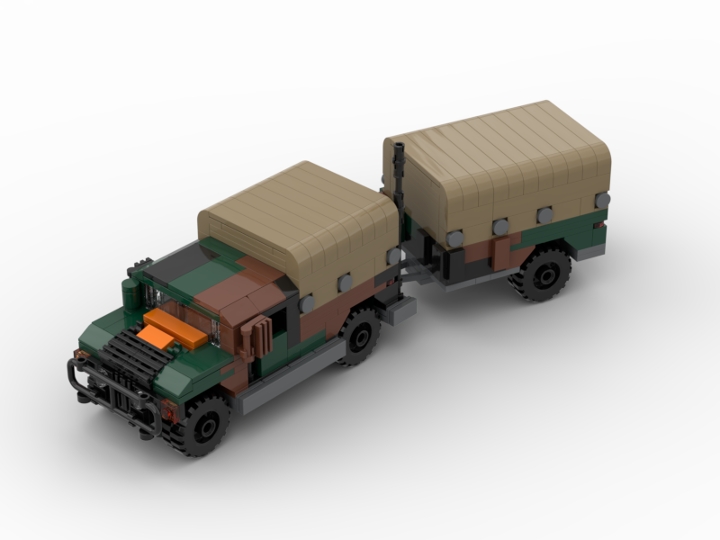 NATO CAMO CARGO HUMVEE WITH TRAILER from BrickLink Studio [BrickLink]
