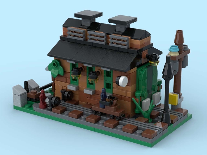 Mini Old Train Engine Shed from BrickLink Studio [BrickLink]