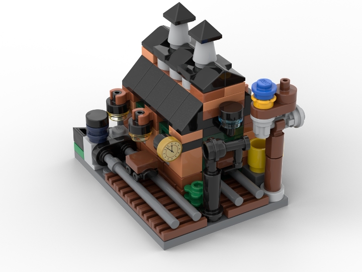 Mini Old Train Engine Shed from BrickLink Studio [BrickLink]