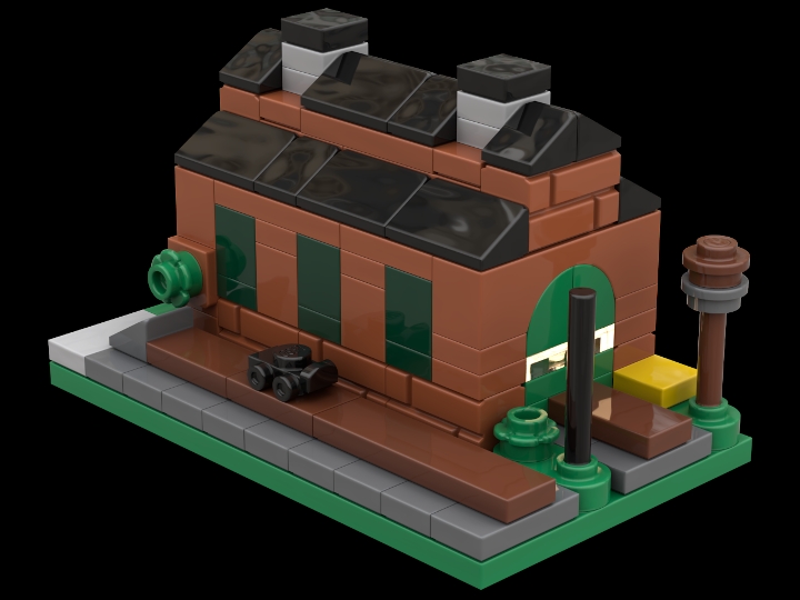 Mini Old Train Engine Shed from BrickLink Studio [BrickLink]