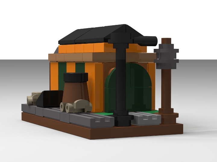 Mini Old Train Engine Shed from BrickLink Studio [BrickLink]