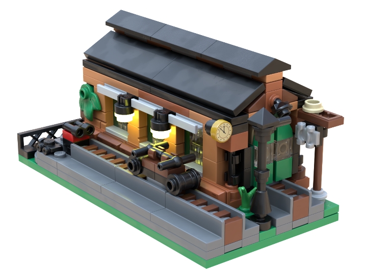 Mini Old Train Engine Shed from BrickLink Studio [BrickLink]