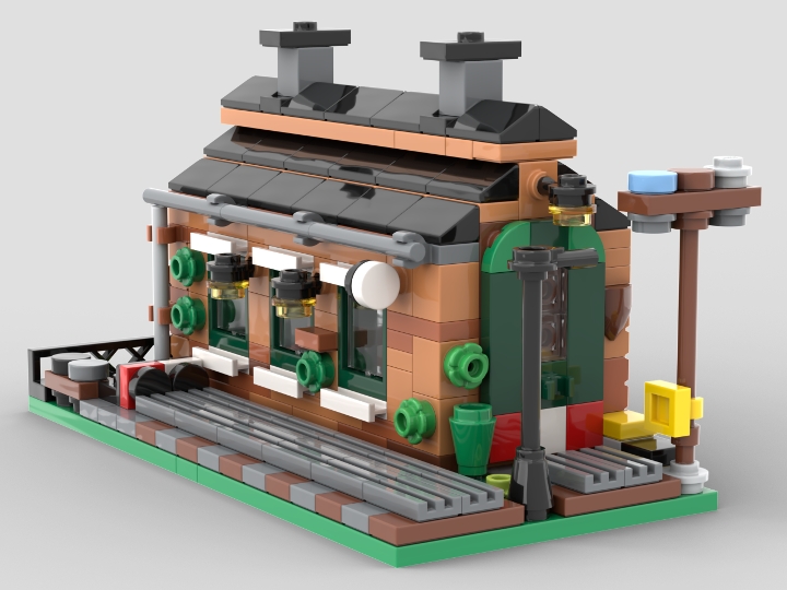 Mini Old Train Engine Shed from BrickLink Studio [BrickLink]