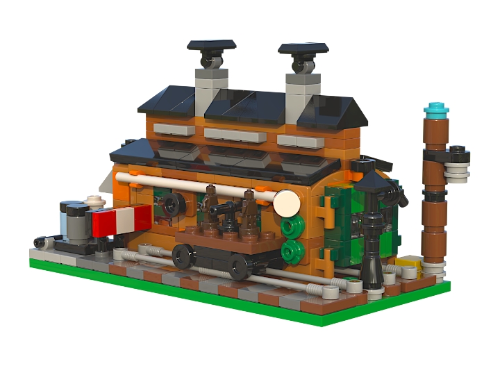 Old Train Engine Shed (mini version) from BrickLink Studio [BrickLink]