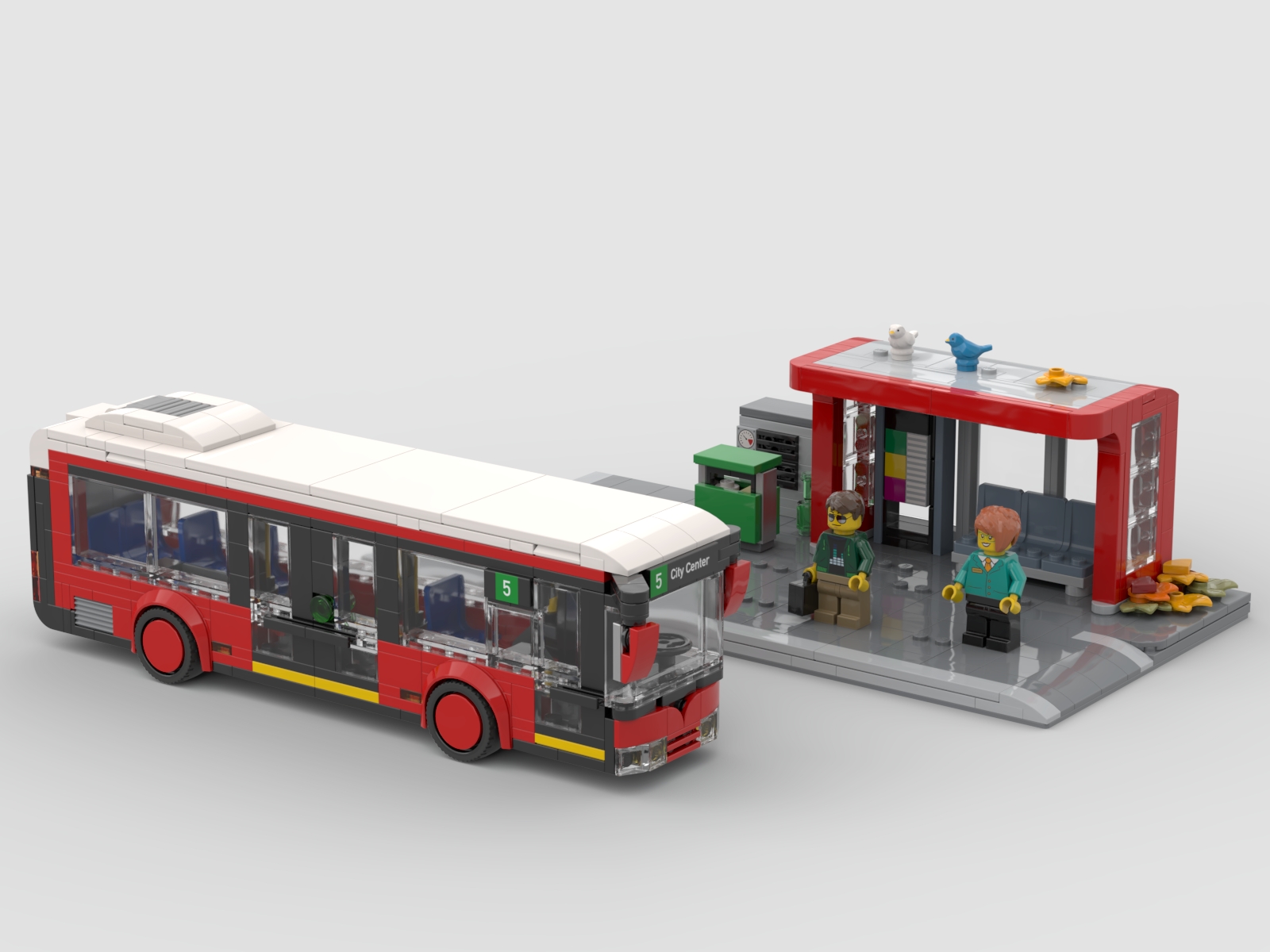 [City Bus with Modular Bus Stop] [BrickLink]