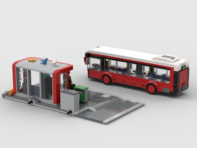 [City Bus with Modular Bus Stop] [BrickLink]