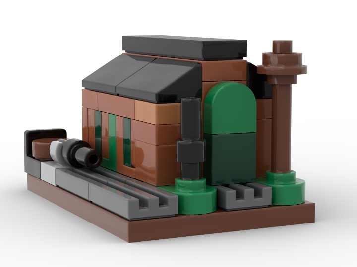 Microscopic Old Train Engine Shed from BrickLink Studio [BrickLink]